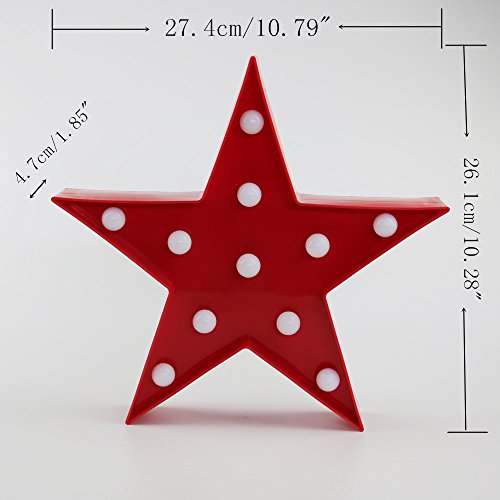 Marquee Light Star Shaped LED Plastic Sign-Lighted Marquee Star Sign Wall Décor Battery Operated ...