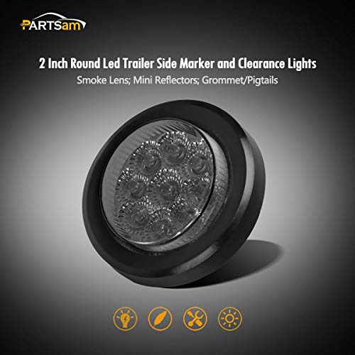 Partsam 4Pcs 2" Inch Smoked Round Led Clearance and Side Marker Lights ...