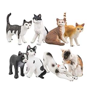 Amazon.com: TOYMANY 8PCS Realistic Cat Figurines, Educational Cat ...