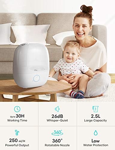 iTvanila 2020 New Humidifiers for Bedroom, 30 Hour Ultrasonic Cool Mist ...