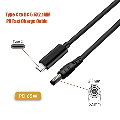 5ft PD USB Type C Male Input to DC 5.5 x 2.1mm Male Power Charging ...