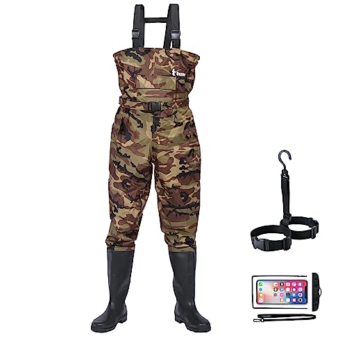 Ouzong Bootfoot Chest Waders,Cleated 2-Ply Nylon/PVC Fishing & Hunting ...