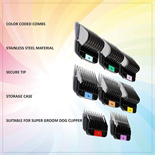 Wahl Professional Animal Stainless Steel Attachment Guide Comb Set for Detachable Blade Pet, Dog ...