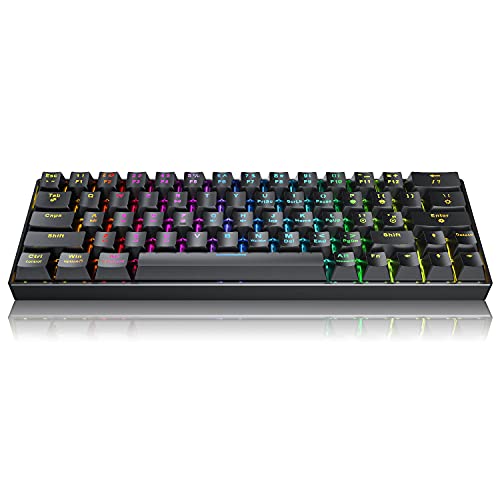 60% Mechanical Keyboard with RGB Backlight, Wireless & Wired 63 Keys ...