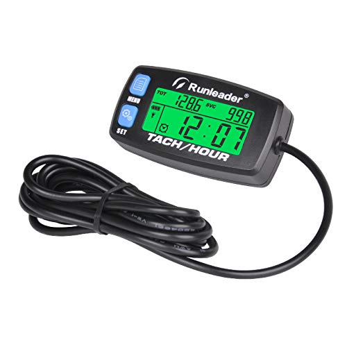 Runleader Digital Gas Engine Tachometer, Hours & RPM Record,Backlight ...