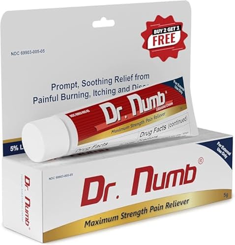Dr. Numb 5% Lidocaine Topical Anesthetic Numbing Cream - 5g || Maximum Strength with Vitamin E ...