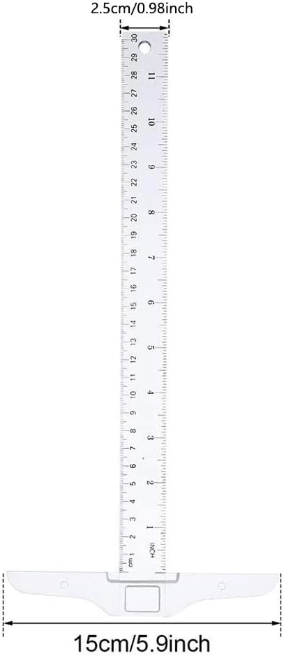 2 Pieces T-Shaped Ruler，Plastic T-Square Metric Ruler Double Side Scale ...
