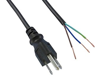 Mains Power Cord, SJT, 18AWG, CEE Color Code, NEMA 5-15P, Free End, 6.6 ...