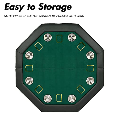 DC DICLASSE Foldable Poker Table, Octagon Card Table W/Stainless Steel ...