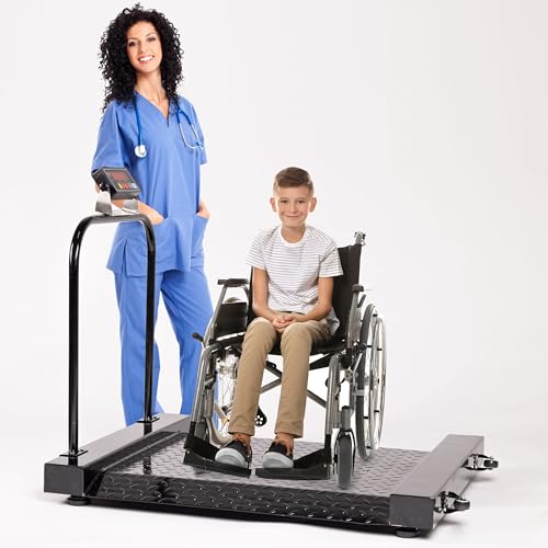 PEC Wheelchair Scale with Dual Low Profile Ramp, Heavy Duty 1000lb Drum ...