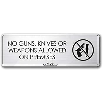 Amazon.com : 2 Pack No Weapons Allowed Sticker Set Sign Warning 9x3 ...