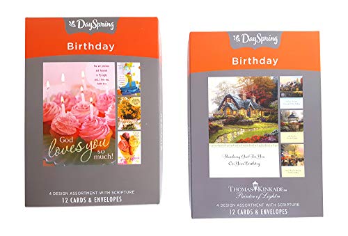 DaySpring Birthday Cards, 24 Cards With Envelopes - DCBG