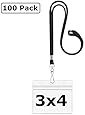 Amazon.com : Clear Plastic Name Tag Holders with Lanyard Large ...