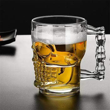 Buy Skull Beer Mug Set of 3 Glass Beer Mug Glasses Halloween Skull ...