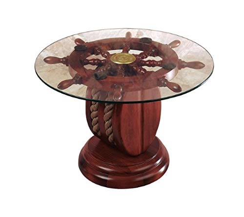 24" Glass Ship Wheel Decorative Table by NAUTICALMART - The Nautical ...