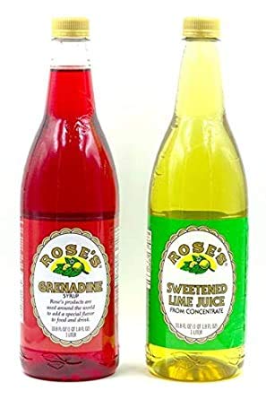 Rose’s Sweetened Lime Juice, Grenadine 1 Liter (33.8 Fluid Ounces ...