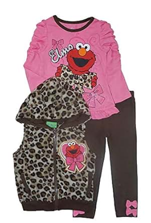 Amazon.com: Sesame Street Elmo Little Girls' Toddler 3 Piece Elmo ...