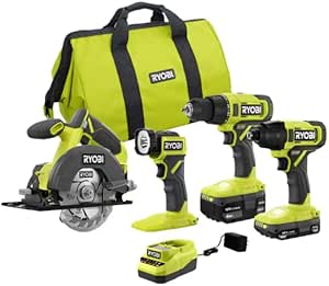 ONE+ 18V Cordless 4-Tool Combo Kit with 1.5 Ah Battery, 4.0 Ah Battery ...