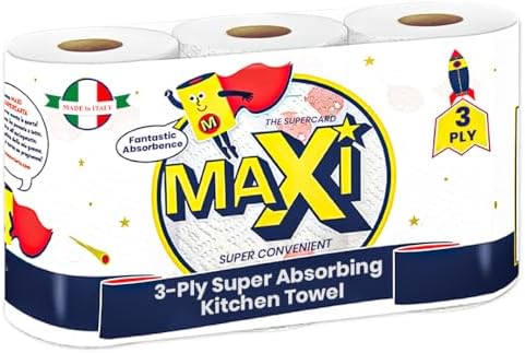 Maxi Supercarta 3-Ply Kitchen Paper Towels, Pack of 3, 210 x 216mm per ...