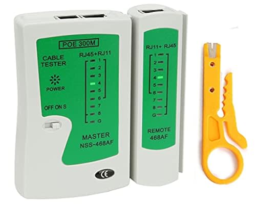 Brileine RJ45 Network Cable Tester with Mini Wire Stripper, Ethernet ...