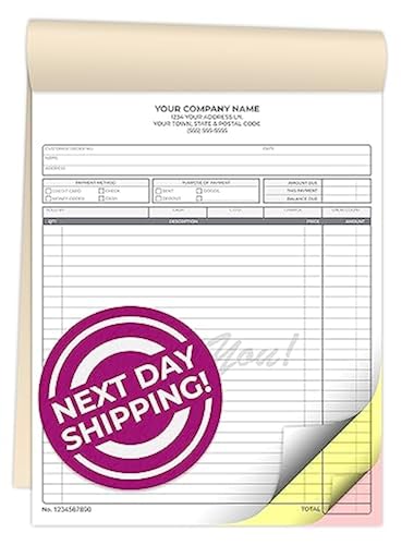 Custom 8.5" x 11" Carbonless NCR Books in 3-Part Triplicate Invoices ...