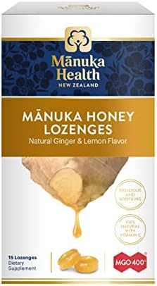 Manuka Health Manuka Honey Lozenges – 15 Lemon and Ginger Flavored ...