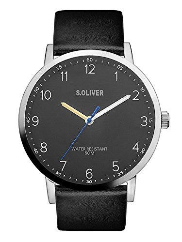 s.Oliver Men's Analogue Quartz Watch with Leather Strap SO-3481-LQ ...