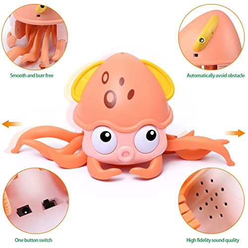 Crawling Octopus Baby Toy with Music and LED Light Up for Kids, Toddler ...