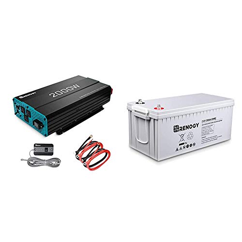12V AGM Battery Renogy 2000W 12V Pure Sine Wave Inverter & 200AH AGM ...