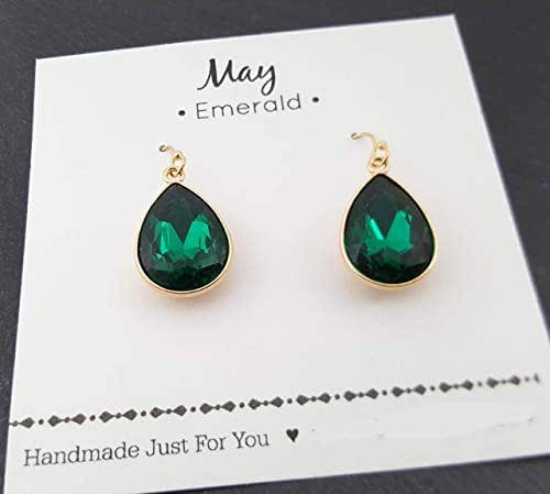 Amazon.com: May Birthstone Earrings - 14k Gold Filled Emerald Crystal ...
