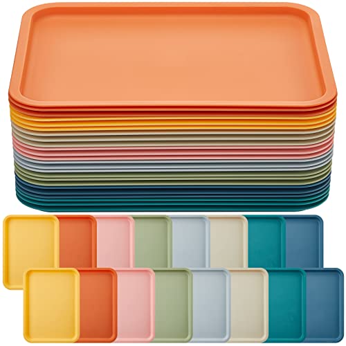 Mumufy 24 Pcs Plastic Fast Food Trays Bulk Colorful Restaurant Serving ...