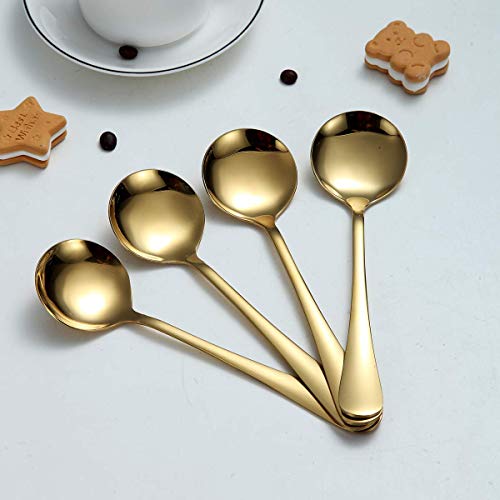 Gold Soup Spoon of 4, Berglander 7.5" Stainless Steel Titanium Plating ...