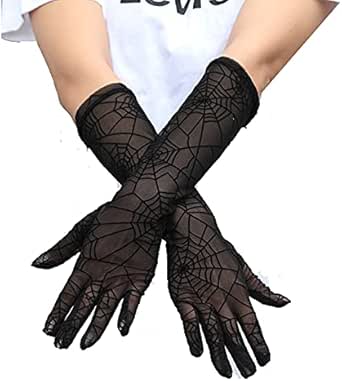 2Pairs Spider Web Women Spiderweb Lace Gloves Long Arm Warmer for ...