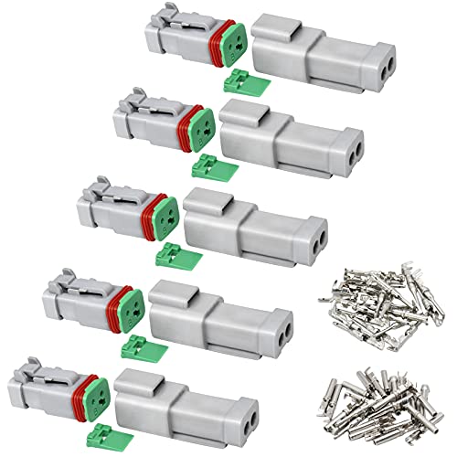 CHCSHH 5 Kit 2 Pin Way Deutsch DT Series Connector, 16-20 AWG ...
