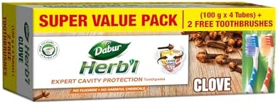 Dabur Herbal Cavity Protection Clove Toothpaste 4x100g | Enriched with ...