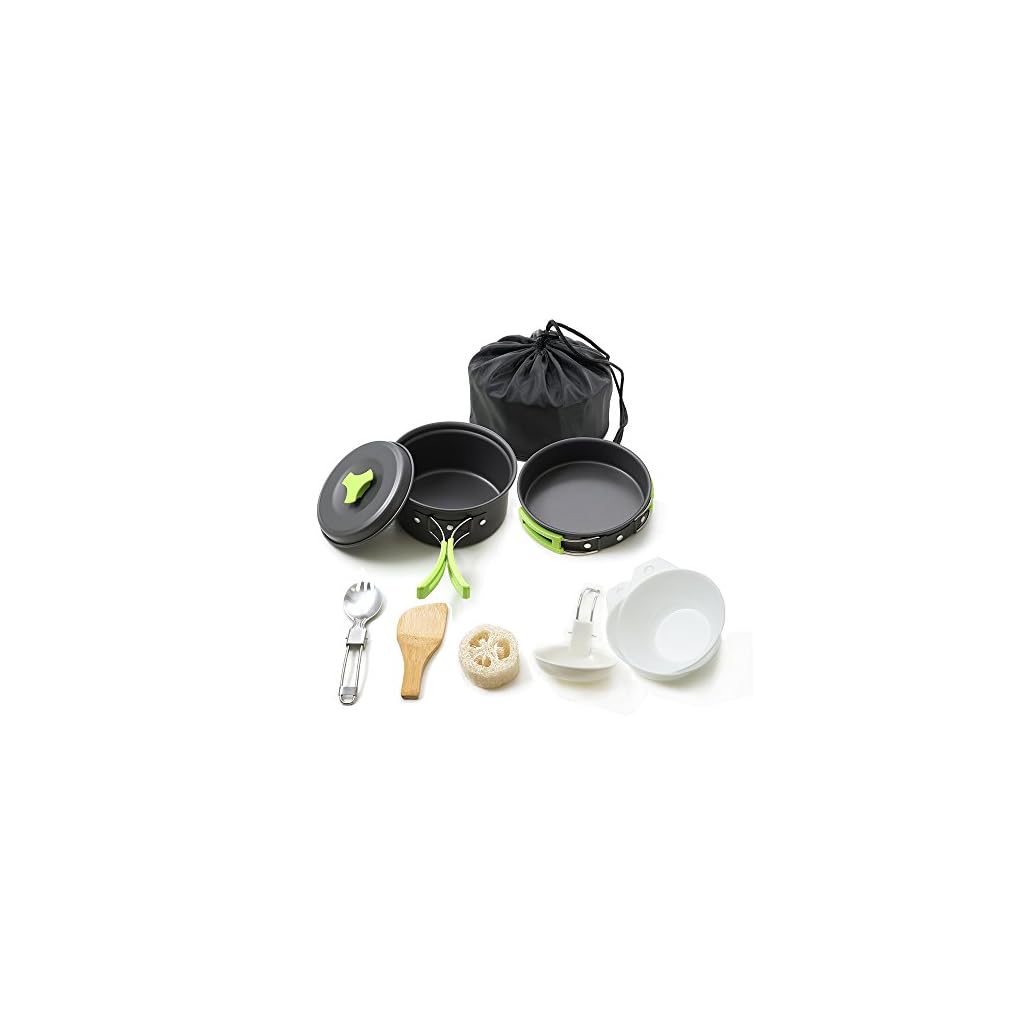 AnimaMiracle 14/15 Pcs Camping Cookware Set Hiking Camping Backpacking ...
