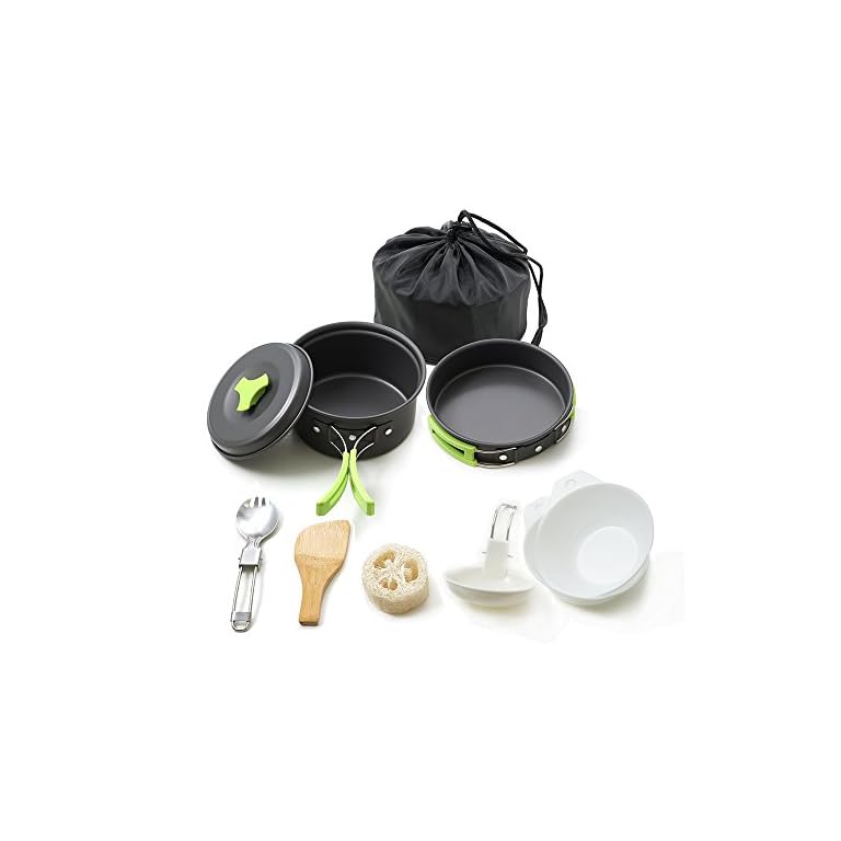AnimaMiracle 14/15 Pcs Camping Cookware Set Hiking Camping Backpacking ...