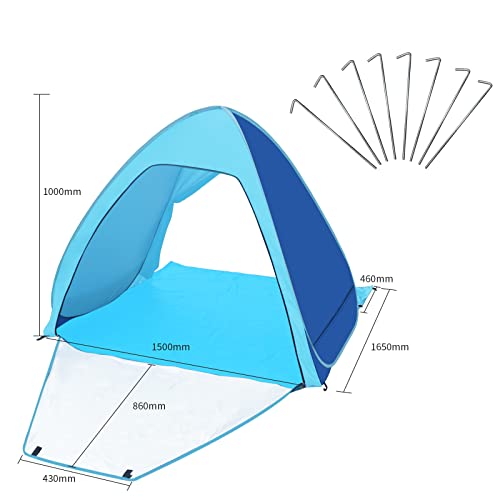 Pop Up Beach Tent Kratax Automatic Pop Up Instant Shade Sun Shelter UPF 50+ Portable Canopy ...