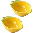 Amazon.com: 123Arts Ceramic Dessert Bowls, Set of 2, Lemon Shape Side ...