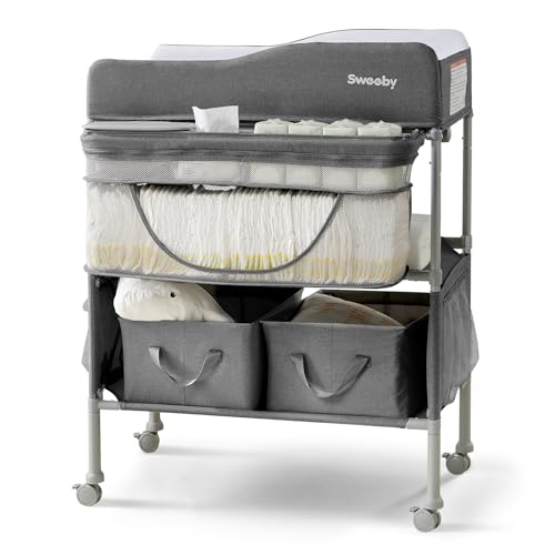 Sweeby Portable Baby Changing Table, 4 Position Height Adjustable with ...