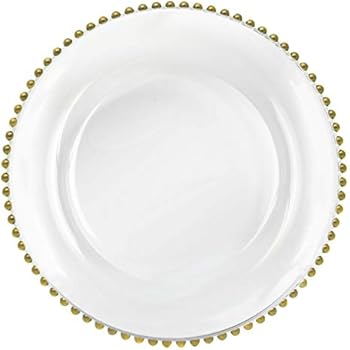 Amazon.com | Lovely Glass Dinnerware Formal 13-Inch Beaded Rim Clear ...