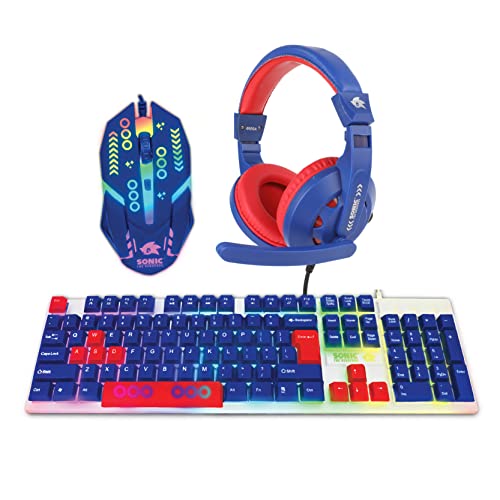 Sonic the Hedgehog 3 in 1 Gaming Set with LED Backlit Keyboard and ...