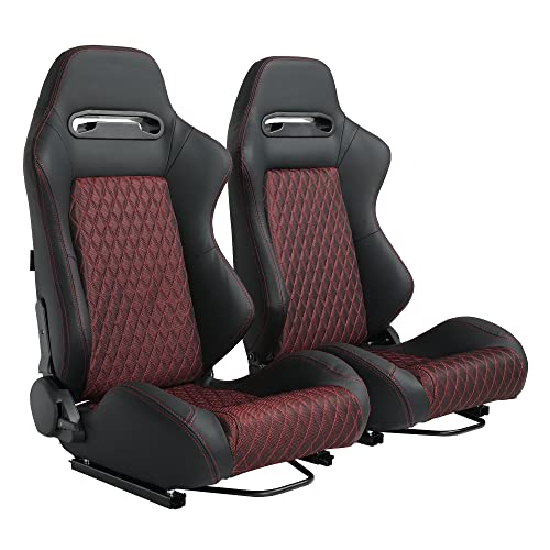 Automotive Racing Sports Seats, 2PCS Universal PVC Leather with Shining ...