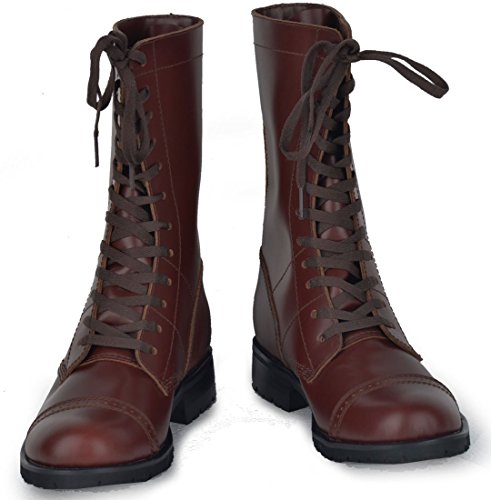 GRB WW2 WWII US Men's 10 Inch Historic Paratrooper Boot Leather Brown Jump Work Boots For ...