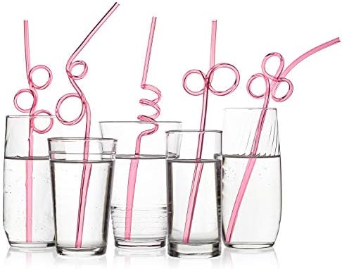Fiesta First 20 Premium Crazy Silly Straws for Kids/Adults Pink, Twisty ...