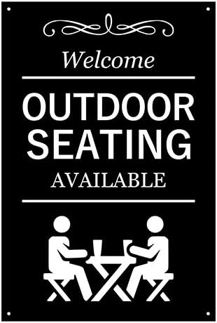 OUTDOOR SEATING AVAILABLE SIGN – Black & White – BigaMart