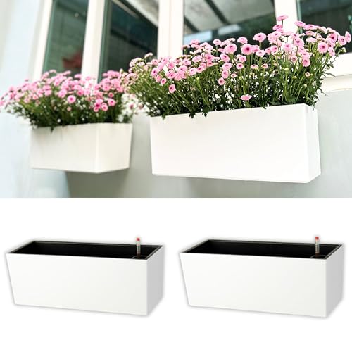 LaLaGreen Wall Planter for Outdoor (2 Pack, 14 Inch) Wall Mounted Self ...