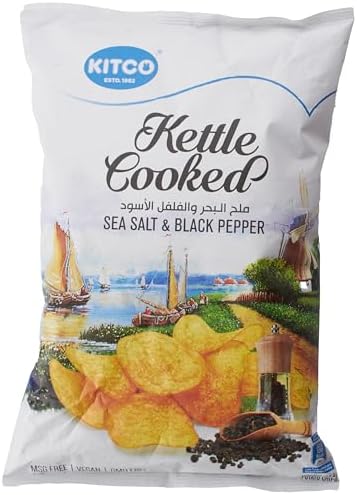 Kitco Kettle Cooked Sea Salt & Black Pepper Potato Chips, 150 G, Beige ...