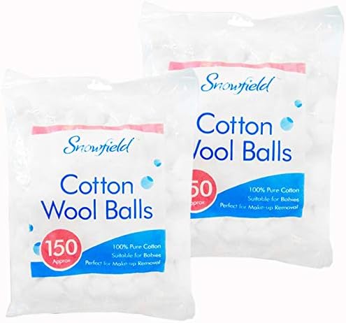 300 Cotton Wool Balls by Snowfield | 2 Packs of 150 Quality Natural ...