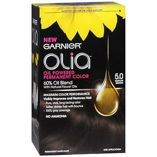 Garnier Olia Oil Powered Permanent Color, Medium Brown [5.0] 1 ea (Pack ...
